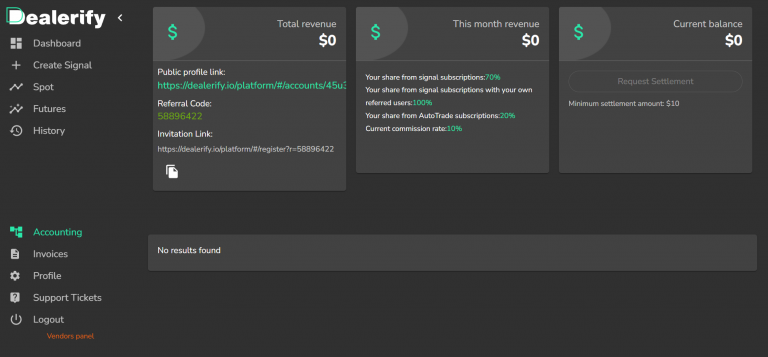 How do request settlement? - Dealerify